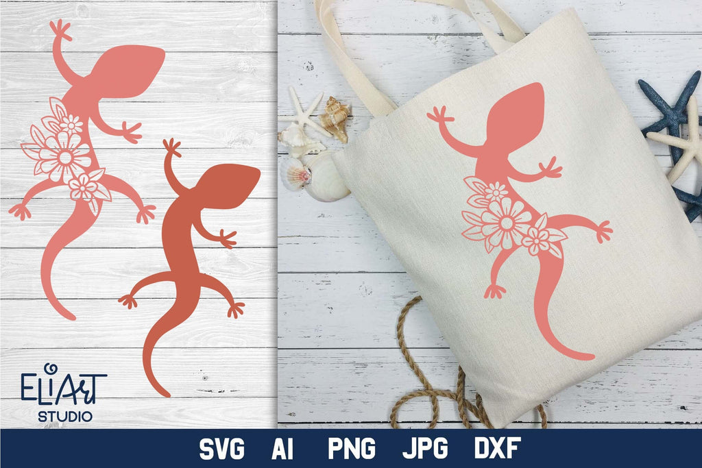 Lizard SVG, Lizard Silhouette PNG, Desert Animal Design. - So Fontsy