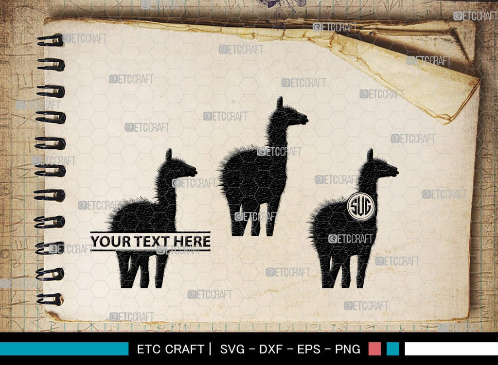 Llama Monogram, Llama Silhouette, Llama SVG, Lama Svg, Llama Mama Svg ...