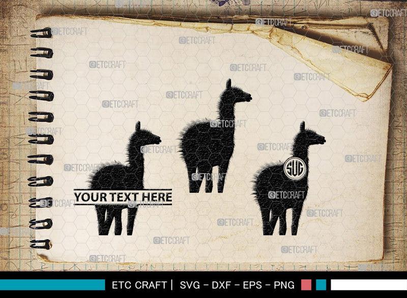 Llama Monogram, Llama Silhouette, Llama SVG, Lama Svg, Llama Mama Svg ...