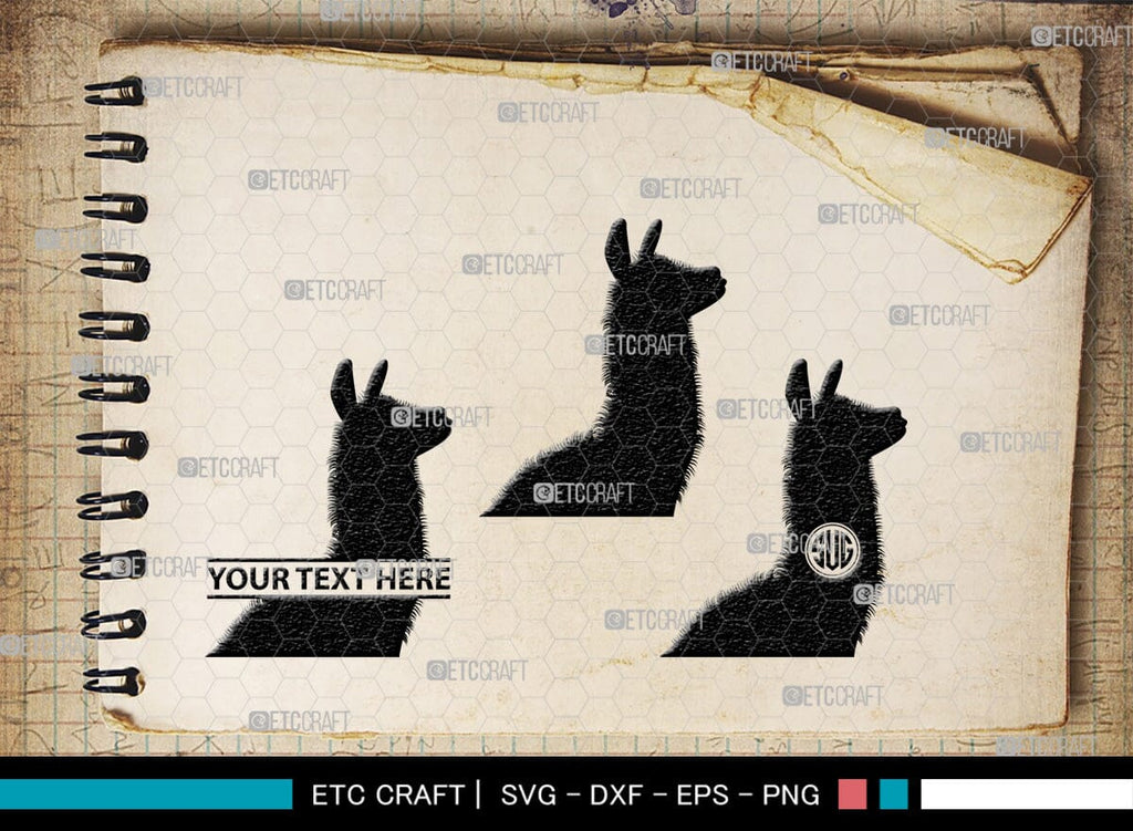 Llama Monogram, Llama Silhouette, Llama SVG, Lama Svg, Llama Mama Svg ...