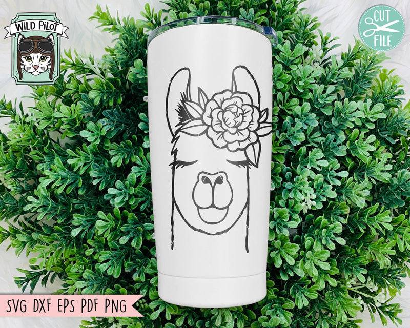 Llama SVG file, Llama Flower Crown SVG, Floral Llama cut file, Animal ...