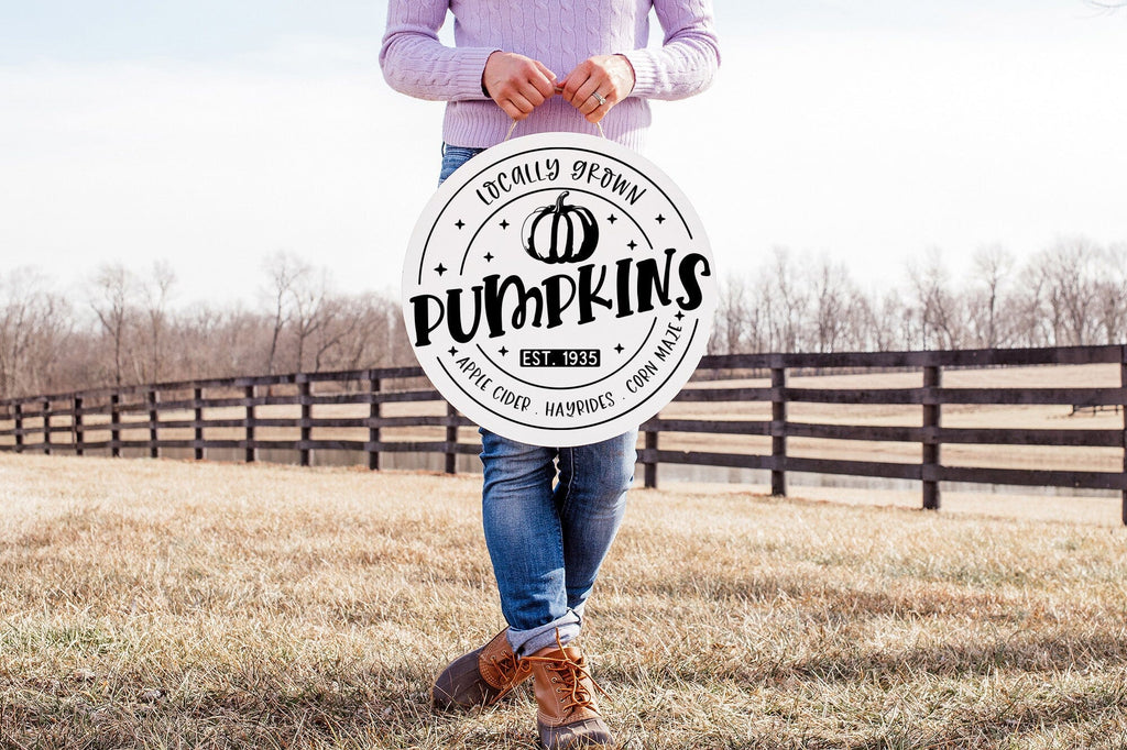 Locally Grown Pumpkins | Fall Farmhouse Sign SVG - So Fontsy
