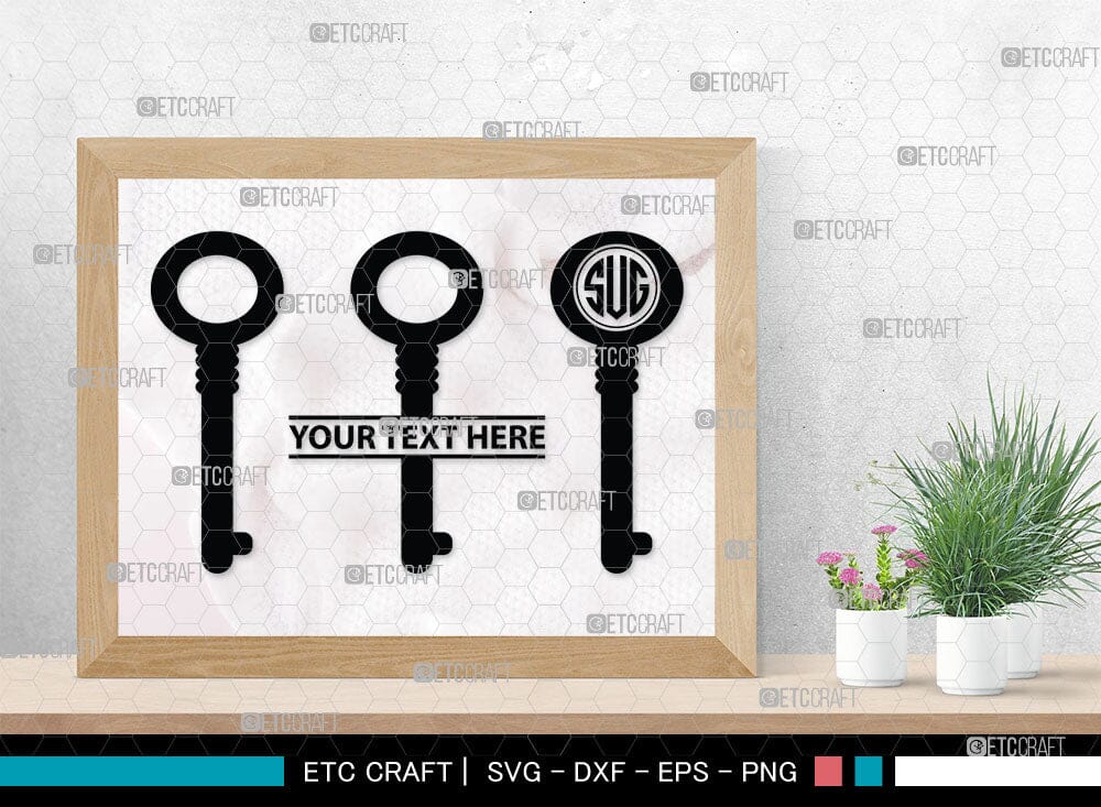 Lock And Key Monogram, Lock And Key Silhouette, Lock And Key SVG Cut ...