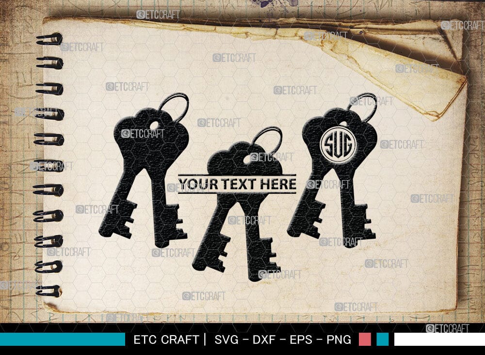 Lock And Key Monogram, Lock And Key Silhouette, Lock And Key SVG Cut ...