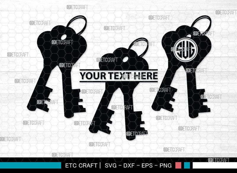 Lock And Key Monogram, Lock And Key Silhouette, Lock And Key SVG Cut ...