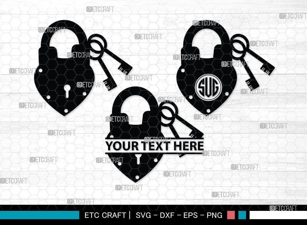 Lock And Key Monogram, Lock And Key Silhouette, Lock And Key SVG Cut ...