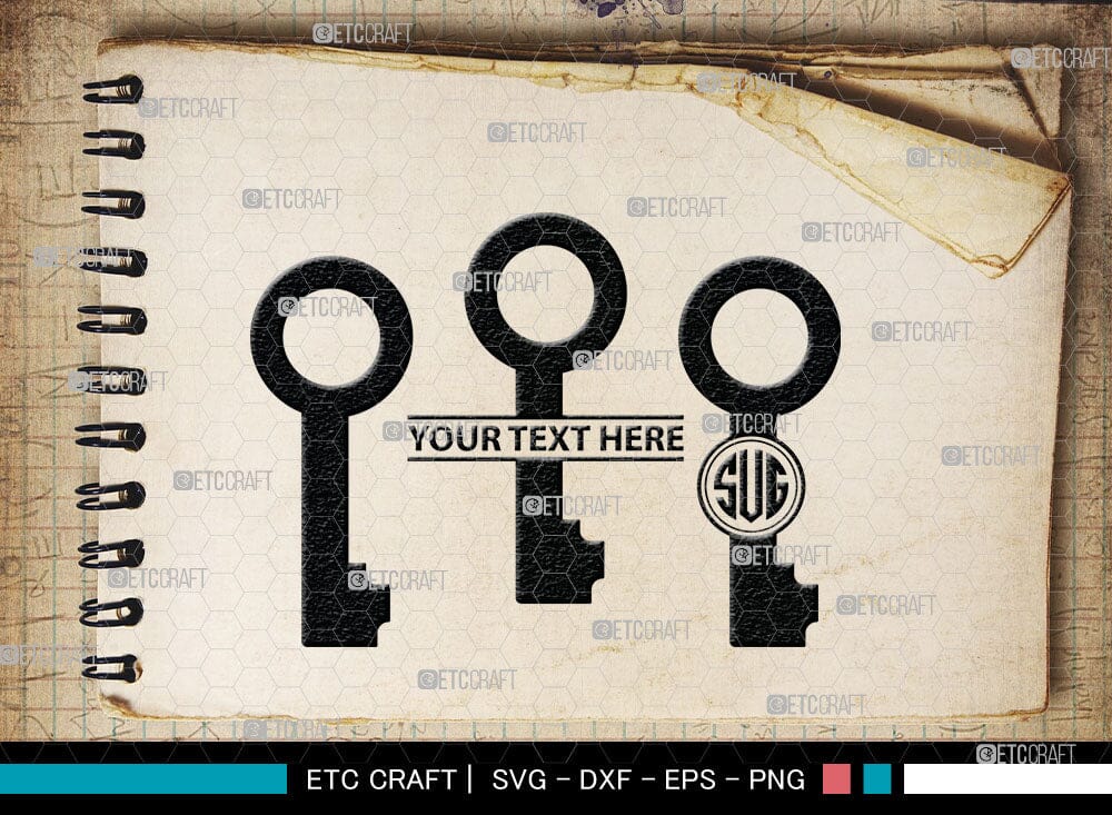 Lock And Key Monogram, Lock And Key Silhouette, Lock And Key SVG Cut ...