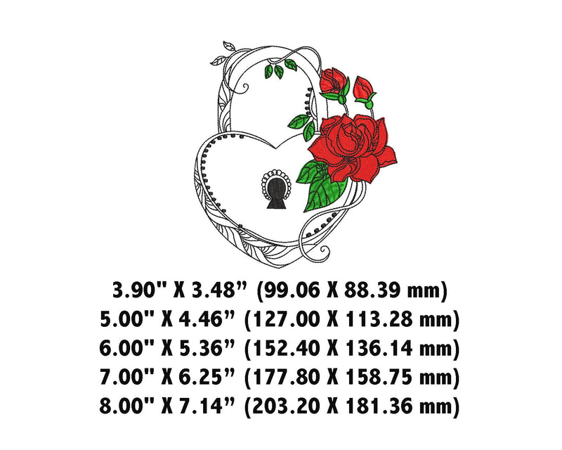 Lock with flowers C Machine Embroidery Design - So Fontsy