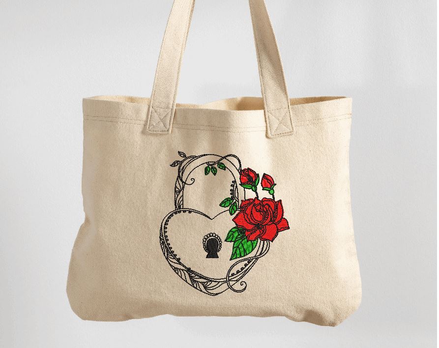 Lock with flowers C Machine Embroidery Design - So Fontsy