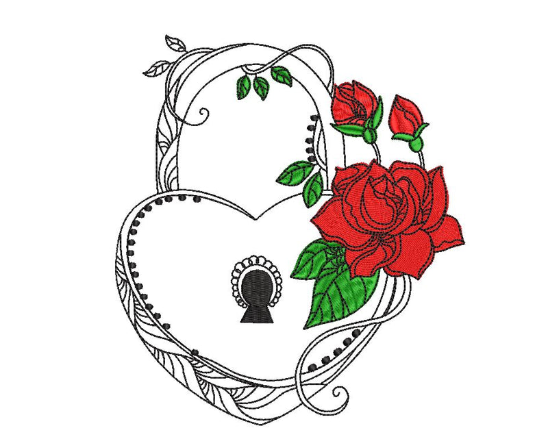 Lock with flowers C Machine Embroidery Design - So Fontsy