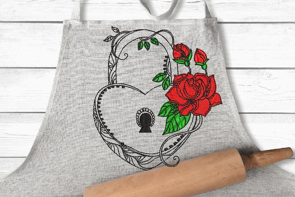 Lock with flowers C Machine Embroidery Design - So Fontsy