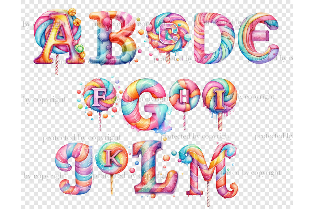 Lollipop Alphabet | Pastel Clipart Bundle - So Fontsy