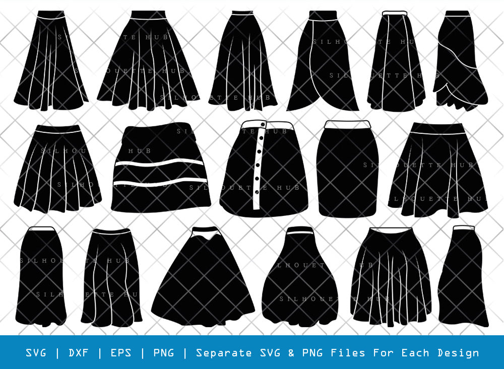 Long Skirt SVG, Skirt Silhouette, Short Skirt Svg, Ladies Fashion Svg ...
