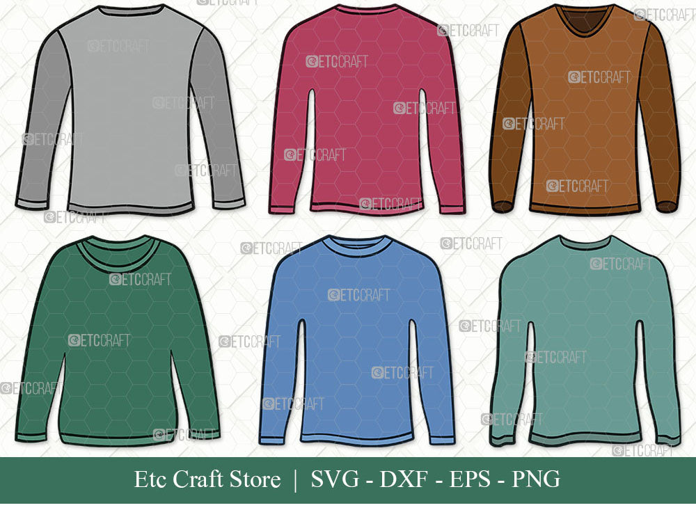 Long Sleeve Tshirt SVG, Tshirt Clipart, Plain Tshirt Svg, Tshirt Icon ...