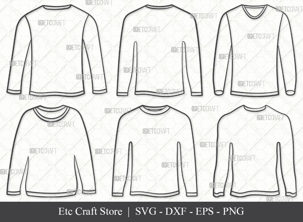 Long Sleeve Tshirt SVG, Tshirt Outline, Plain Tshirt Svg, Tshirt Icon ...