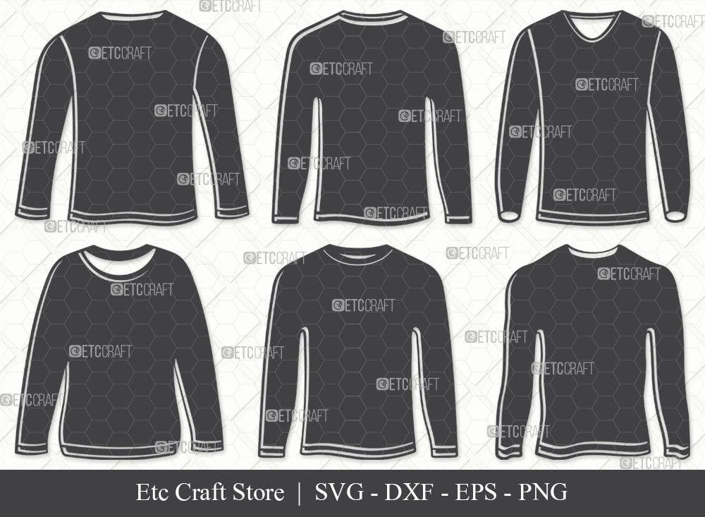Long Sleeve Tshirt SVG, Tshirt Silhouette, Plain Tshirt Svg, Tshirt ...