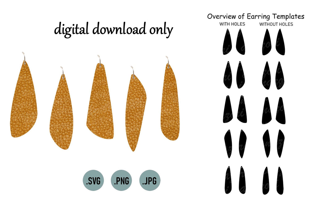 Long stacked earrings svg cut file, dangle earring svg - So Fontsy