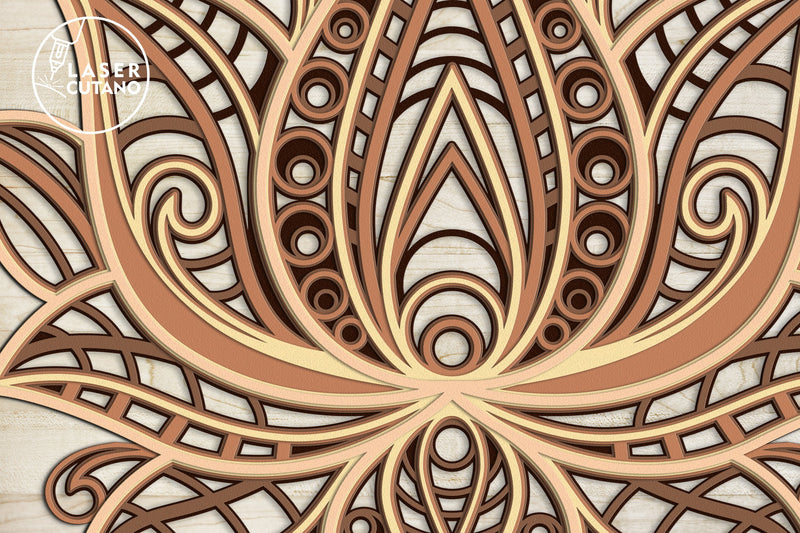 LOTUS Multilayer Laser Cut Files, Mandala, Round SVG, 3D Designs - So ...