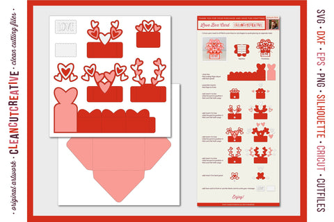 Love Box Card | Valentine Card in a Box with hearts 3D paper craft - So ...