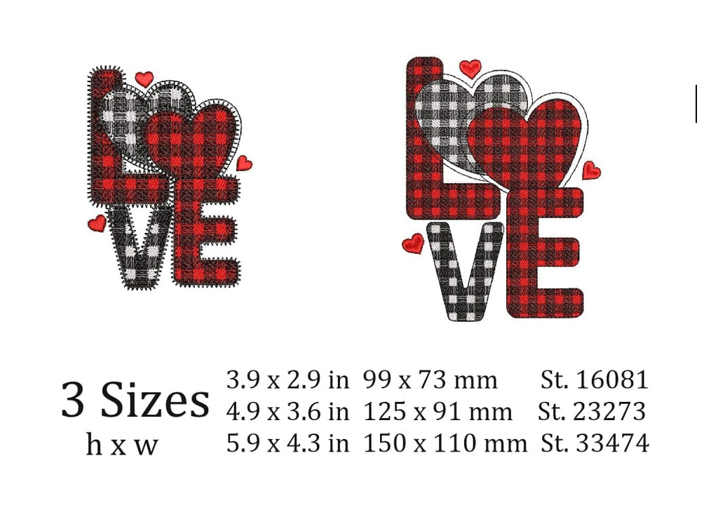 Love embroidery design, Heart embroidery design, 3 sizes, instant down ...