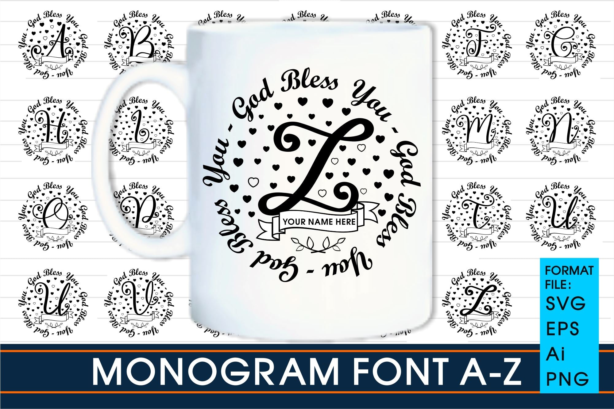 Love Heart Monogram Font SVG, Wedding Monogram SVG Bundle, Wedding Font ...