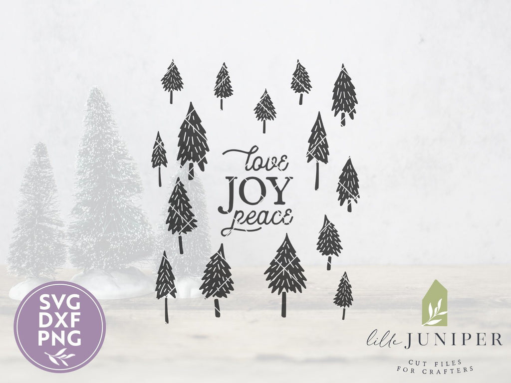 Love Joy Peace SVG Files | Christmas Trees SVG - So Fontsy