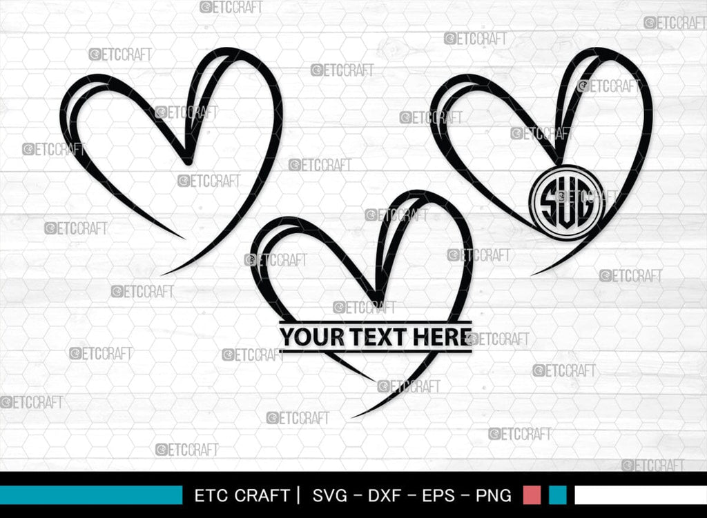 Love Monogram, Love Silhouette, Hand Drawn Love SVG, Heart Svg, Open H ...