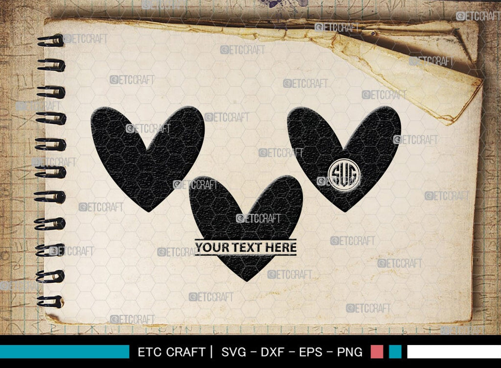 Love Monogram, Love Silhouette, Hand Drawn Love SVG, Heart Svg, Open H ...
