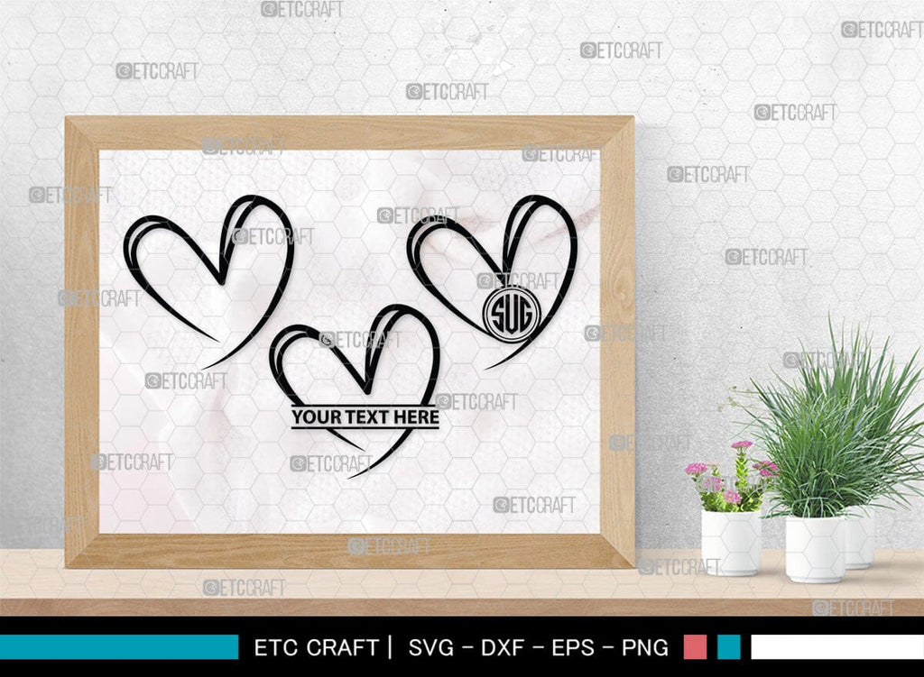 Love Monogram, Love Silhouette, Hand Drawn Love SVG, Heart Svg, Open H ...