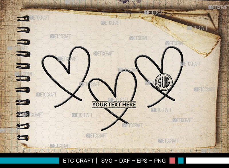 Love Monogram, Love Silhouette, Hand Drawn Love SVG, Heart Svg, Open H ...