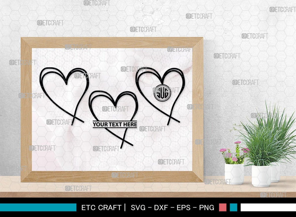 Love Monogram, Love Silhouette, Hand Drawn Love SVG, Heart Svg, Open ...