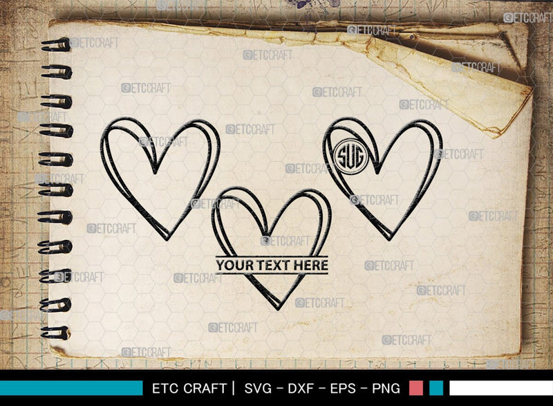 Love Monogram, Love Silhouette, Hand Drawn Love SVG, Heart Svg, Open ...