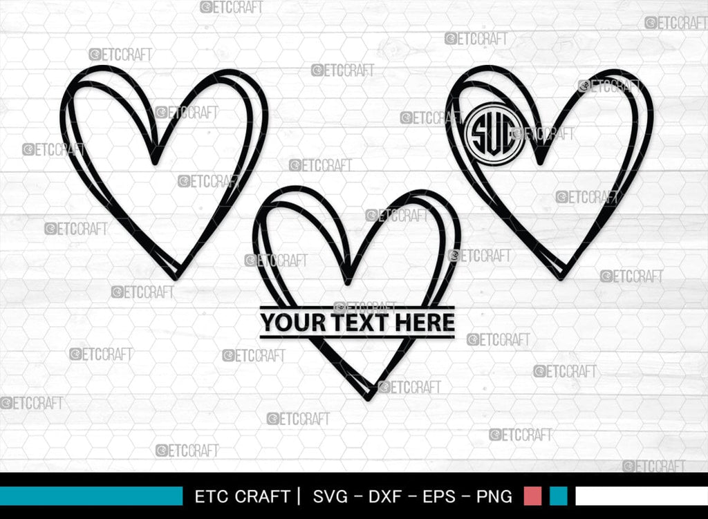 Love Monogram, Love Silhouette, Hand Drawn Love SVG, Heart Svg, Open ...