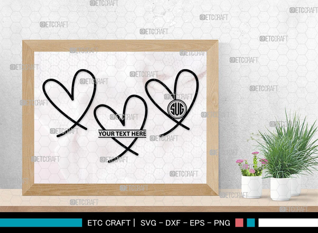 Love Monogram, Love Silhouette, Hand Drawn Love SVG, Heart Svg, Open H ...