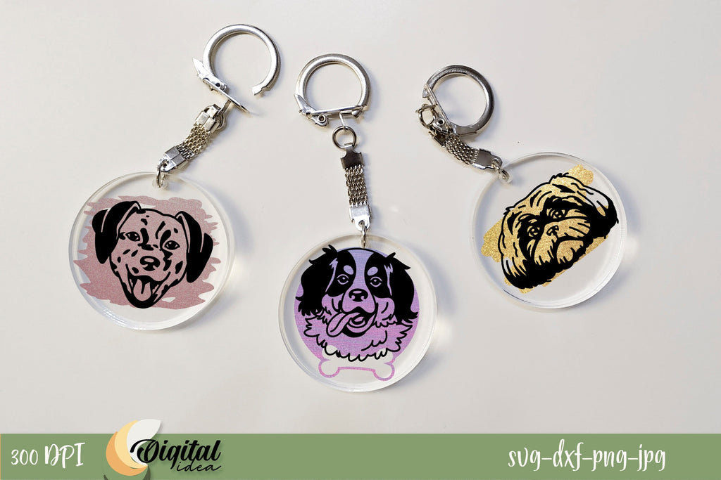 Lovely Dogs Keychain | Dog lovers Bundle Design | Cute&Funny Dog Faces ...
