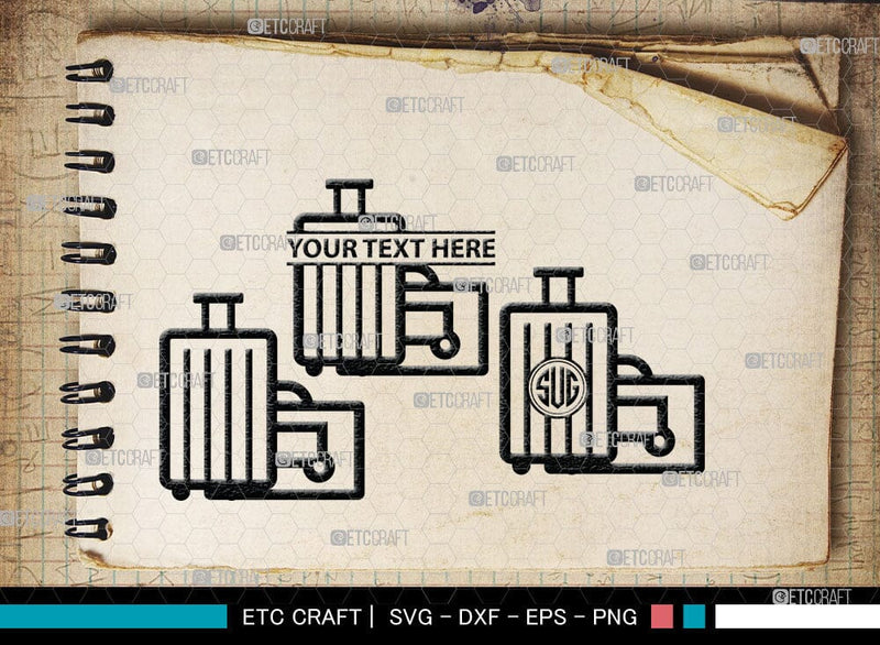 Luggage Monogram, Luggage Silhouette, Luggage SVG Cut Files, Suitcase ...
