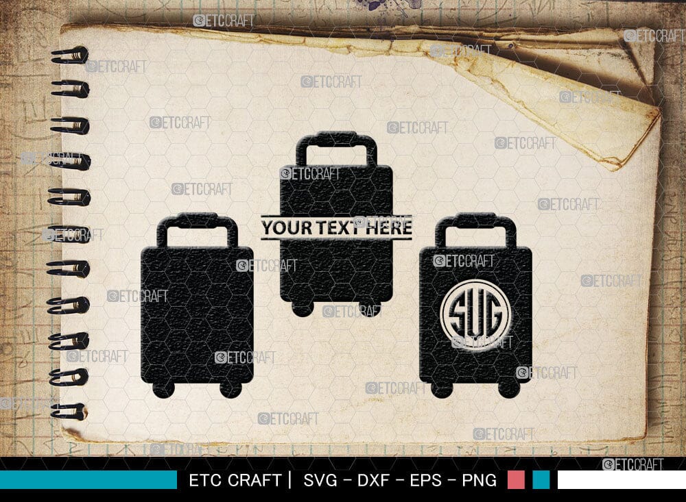 Luggage Monogram, Luggage Silhouette, Luggage SVG Cut Files, Suitcase ...