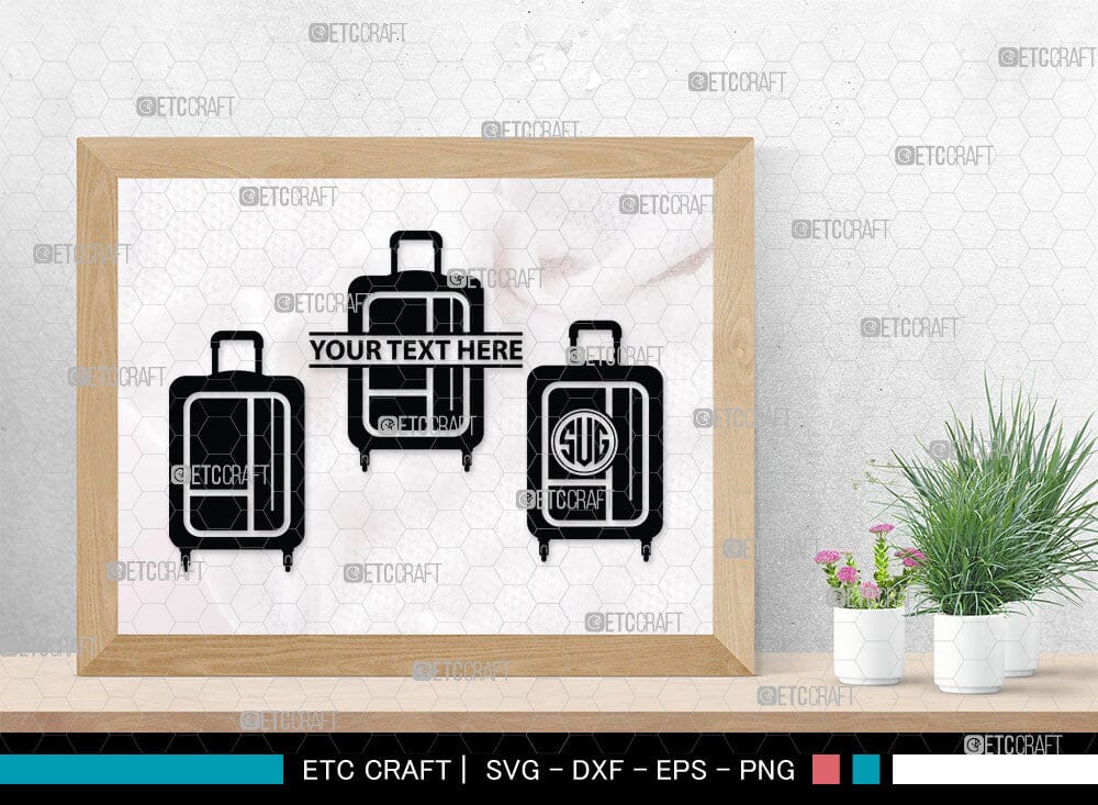 Luggage Monogram, Luggage Silhouette, Luggage SVG Cut Files, Suitcase ...