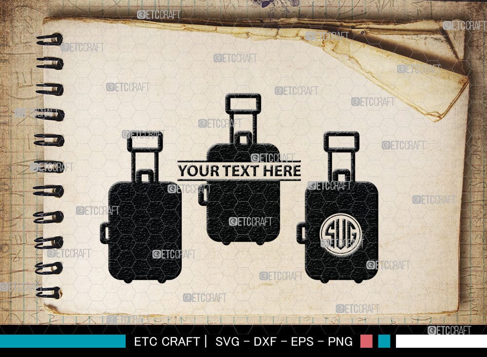 Luggage Monogram, Luggage Silhouette, Luggage SVG Cut Files, Suitcase ...