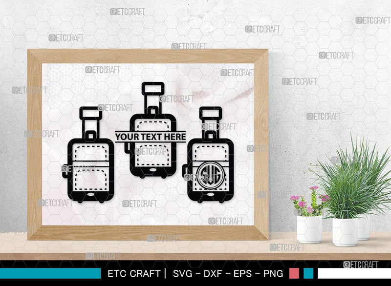 Luggage Monogram, Luggage Silhouette, Luggage SVG Cut Files, Suitcase ...