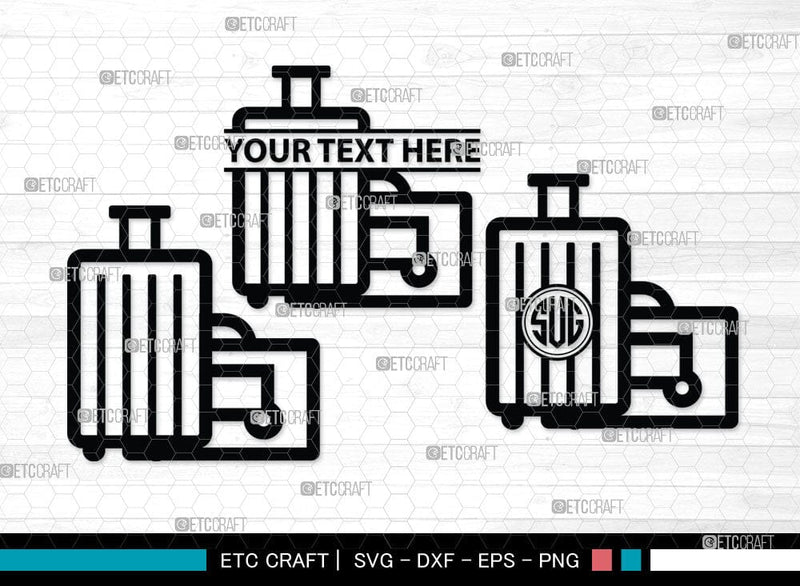 Luggage Monogram, Luggage Silhouette, Luggage SVG Cut Files, Suitcase ...