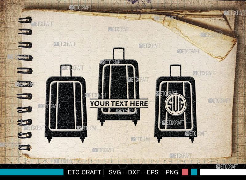 Luggage Monogram, Luggage Silhouette, Luggage SVG Cut Files, Suitcase ...