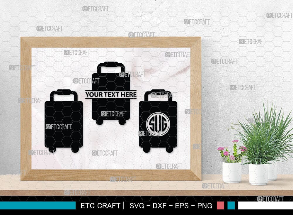 Luggage Monogram, Luggage Silhouette, Luggage SVG Cut Files, Suitcase ...