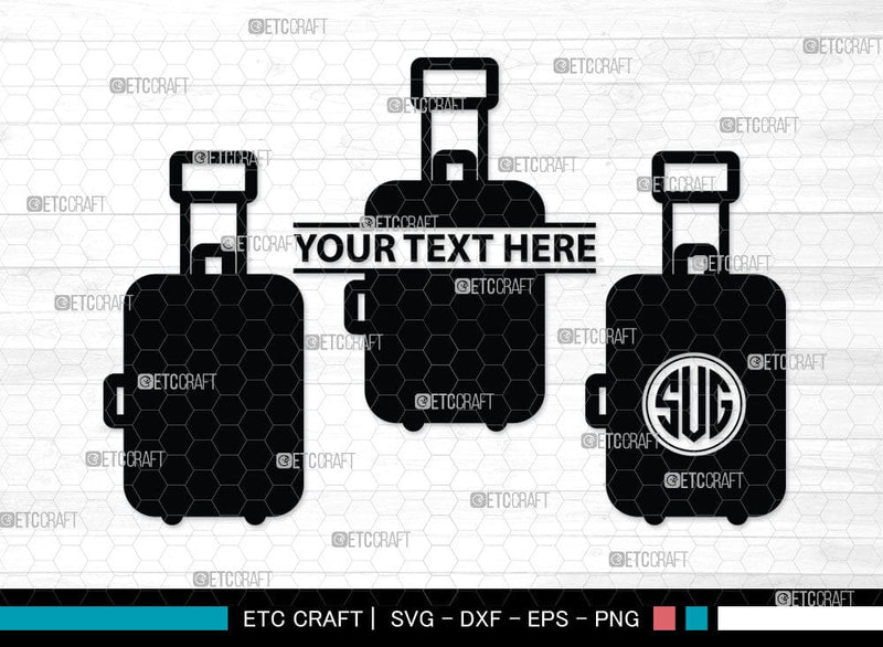 Luggage Monogram, Luggage Silhouette, Luggage SVG Cut Files, Suitcase ...