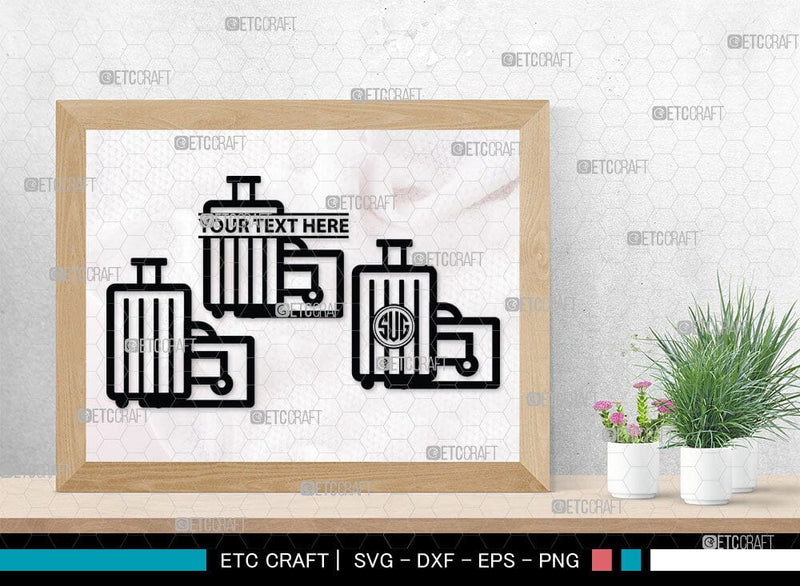 Luggage Monogram, Luggage Silhouette, Luggage SVG Cut Files, Suitcase ...