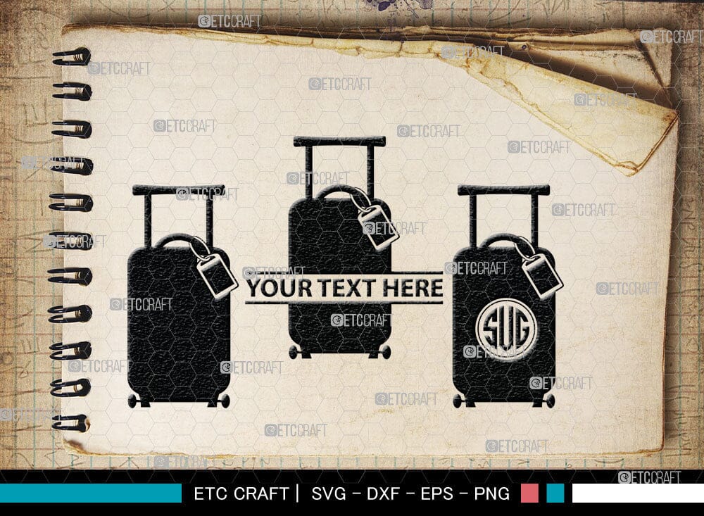 Luggage Monogram, Luggage Silhouette, Luggage SVG Cut Files, Suitcase ...