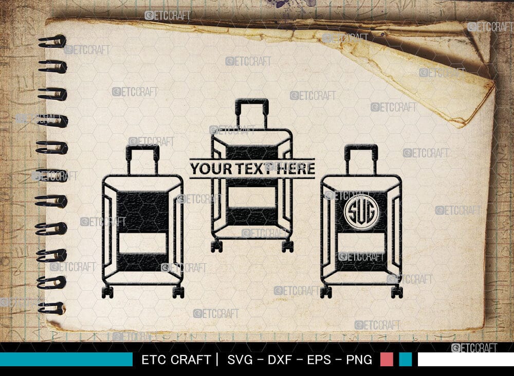 Luggage Monogram, Luggage Silhouette, Luggage SVG Cut Files, Suitcase ...