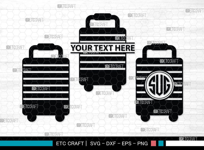 Luggage Monogram, Luggage Silhouette, Luggage SVG Cut Files, Suitcase ...