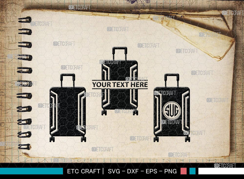 Luggage Monogram, Luggage Silhouette, Luggage SVG Cut Files, Suitcase ...
