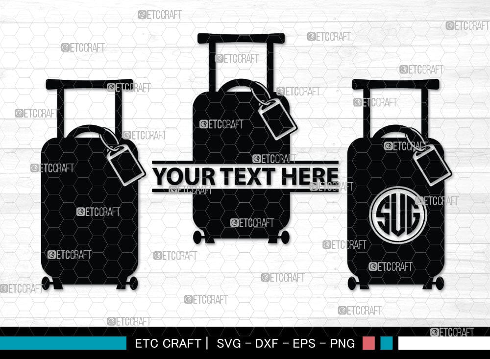Luggage Monogram, Luggage Silhouette, Luggage SVG Cut Files, Suitcase ...